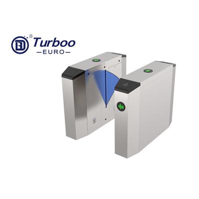 China Pedestrian Flap Barrier Turnstile Automatic Fingerprint Waist High PC Acrylic Arm for sale