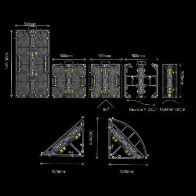 China Flexible Rental Outdoor LED Screen 500x1000mm 500x500mm Modular LED Video Panels for sale
