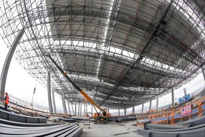 China GB50009 EN1991 Rail Station Metal Roof Structure 150m - 300m Flat Roof Metal Carport for sale