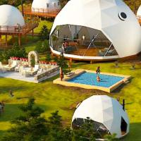 China Geodesic Wind Resistant Hotel Dome Tent Scenic Area Huge Stainless Steel Frame for sale