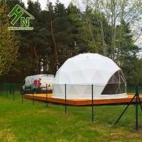 China Outdoor Igloo Geodesic Dome Tent Glamping Hotel With Wooden Platform Patio for sale