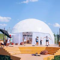 China Waterproofing Geodesic Big Dome Tent Strong Steel Frame For Glamping for sale