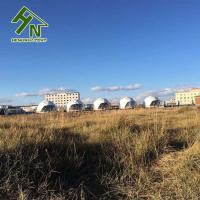 China Cold Winter Half Sphere Geodesic Dome Tent With Stove High Snow Load Steel Frame for sale