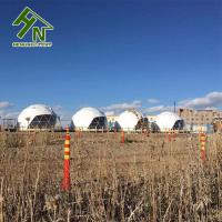 China Cold Winter Half Sphere Geodesic Dome Tent With Stove High Snow Load Steel Frame for sale