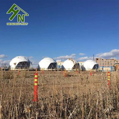 China Cold Winter Half Sphere Geodesic Dome Tent With Stove High Snow Load Steel Frame for sale