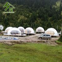 China Hotel Camping Resort Waterproof Geodesic Dome House With Curtain And Door for sale