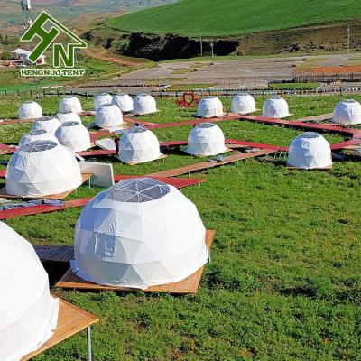 China Hotel Camping Resort Waterproof Geodesic Dome House With Curtain And Door for sale