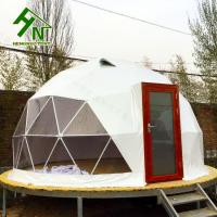 China White PVC Cover Steel Frame Geodesic Dome Tent With Bathroom Diameter 6m for sale