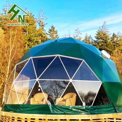 China Diameter 6m Green Color Igloo Glamping Dome Tent With Kitchen for sale