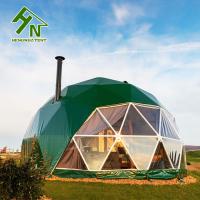 China Diameter 6m Green Color Igloo Glamping Dome Tent With Kitchen for sale