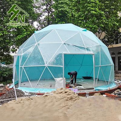 China Customized Size Colorful Dining Geodesic Dome Tent 13m Diameter for sale