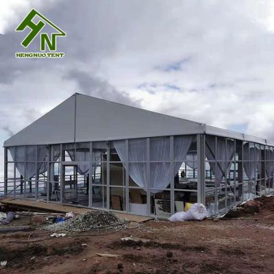 China Outdoor 15X35 Windproof Aluminum Frame Tent With Glass Wall for sale