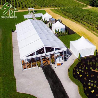 China Heavy Duty Waterproof Frame A Shape Tent With Glass Wall 3m Side Height for sale