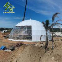 China 8m Geodesic Dome Tent Double Glass Door Clear Bay Window For Event for sale