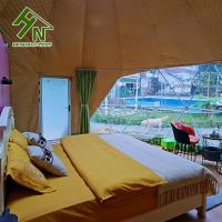 China Wholesale Price Green Canvas Geodesic Dome Tent For Glamping for sale