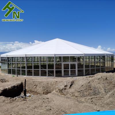 China Ridge Height 8.7m Aluminum Multi Sided Tent Hexagon Shape PVC Fabric Tent for sale
