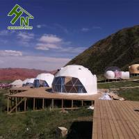 China Outdoor Igloo Geodesic Dome Tent Glamping Hotel With Wooden Platform Patio for sale