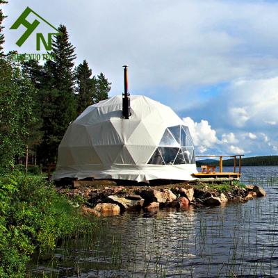 China Glamping Family Geodesic Dome Tent Kits Prefab Houses Shower Room Included for sale