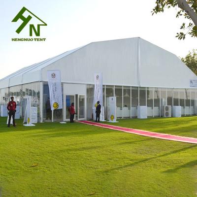 China Luxury Permanent Structure Glass Marquee Tent CFM Fire Retardant Curve Roof for sale
