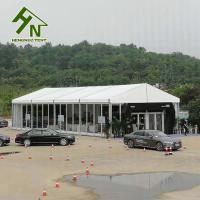 China Cutomized Hard Glass Wall Waterproof Fabric Tent 18 Degree Pitch 30m Long for sale
