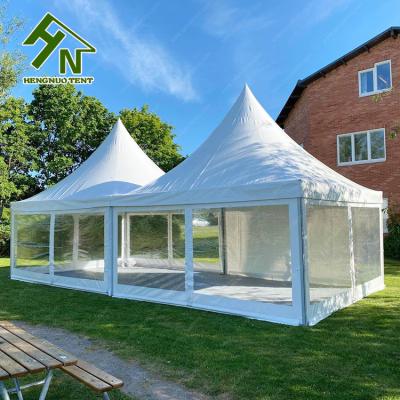 China Hexagon Custom Canopy Tent Wedding Marquee Pagoda With Transparent Windows for sale