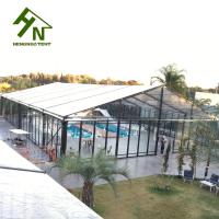 China 150 - 1500 Person Tempered Glass Marquee Tent Black Aluminum Alloy Frame for sale
