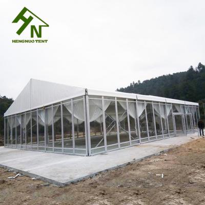 China 10x20m Outdoor Wedding Glass Roof Clear Wall Marquee 150 200 People Capacity for sale