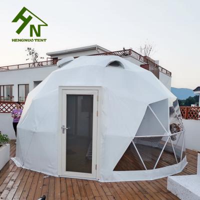 China Strong Hot Dipped Galvanized Steel Frame White Glamping Dome Tent for sale
