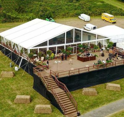China 20*50m Aluminum Party Tent Metal Frame Polyvinyl Chloride A Shape Marquee for sale