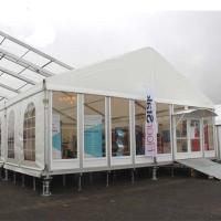 China 20*50m Aluminum Party Tent Metal Frame Polyvinyl Chloride A Shape Marquee for sale