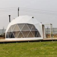China 6m Desert Yellow PVC Fabric Glamping Tent Dome Geodesic Camping Tent for sale