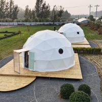 China 6m Desert Yellow PVC Fabric Glamping Tent Dome Geodesic Camping Tent for sale