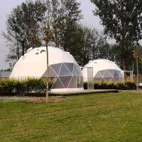 China Heat Insulated Geodesic Dome Glass Door 6m Glamping Tourism Tent for sale