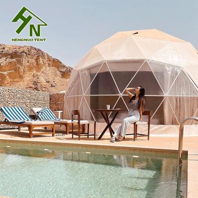 China 6m Desert Yellow PVC Fabric Glamping Tent Dome Geodesic Camping Tent for sale