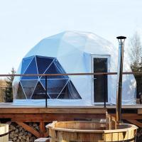 China Deluxe Hemi Spherical Glamping Dome Tent Kits Rainproof PVC Camping Events for sale