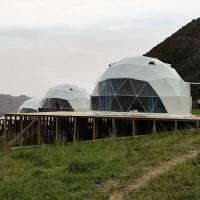 China 6m Geodesic Pop Up Dome Tent 2 To 6 People Capacity Glass Window for sale