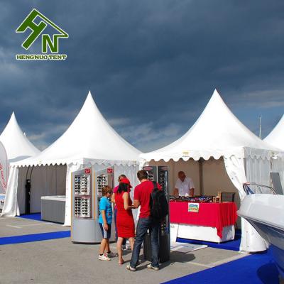 China Reinforced Structure White Pagoda Tent 5x5m Promotional Canopy Stand for sale
