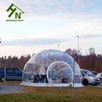China Glamping Family Geodesic Dome Tent Kits Prefab Houses Shower Room Included for sale