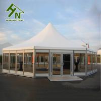 China Diameter 10m Multi Sided Tent Hexagon Shape Tarp Glass Wall Reception Events for sale