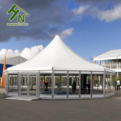 China Diameter 10m Multi Sided Hexagonal Aluminum Tent Hotel Events Glass Wall for sale