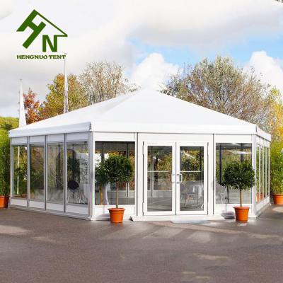 China Flame Retardant Hexagon Heavy Duty Commercial Marquee Tent With Glass walls for sale