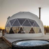 China Fireplace Heated PVC Cover Outdoor Geodesic Tent Campsite Winter Bubble Dome for sale