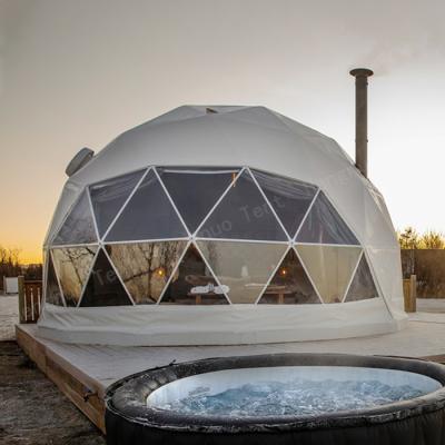 China Fireplace Heated PVC Cover Outdoor Geodesic Tent Campsite Winter Bubble Dome for sale