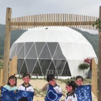 China 15m Half Sphere Geodesic Big Dome Tent Large Bay Clear Window Yurt for sale