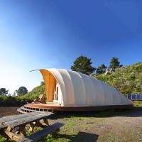 China UV Resistant Cocoon Shaped Hotel Dome Tent With Glass Door And Bathroom for sale