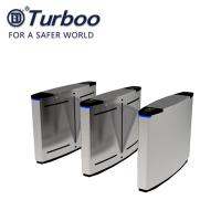 China Stainless steel CE approved waist high organic glass flap barrier gate IR sensor pedestrian access safety for sale