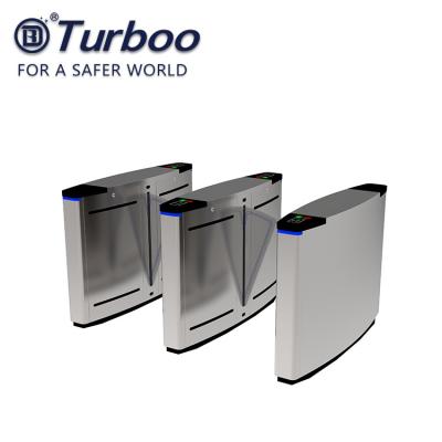 China Stainless steel CE approved waist high organic glass flap barrier gate IR sensor pedestrian access safety for sale