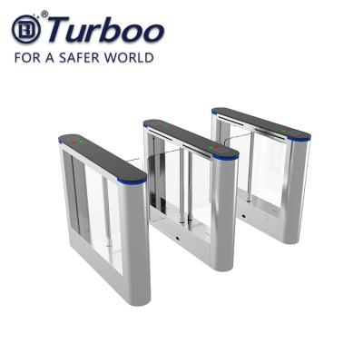 China Glass Flap Waist Height Turnstile Entrance Security Control Black Artificial Marble for sale