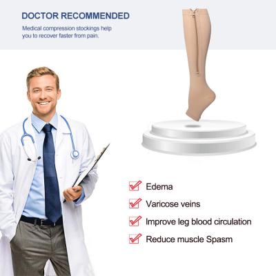 China XL Medical Compression Socks 15 To 20 Mmhg Support Hose With Side Zipper for sale