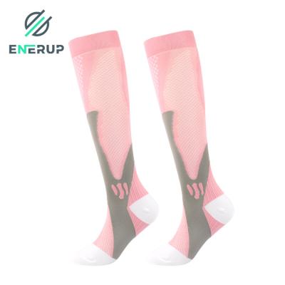 China S M L XL Cycling Moisture Wicking Compression Socks Knee High Pink for sale